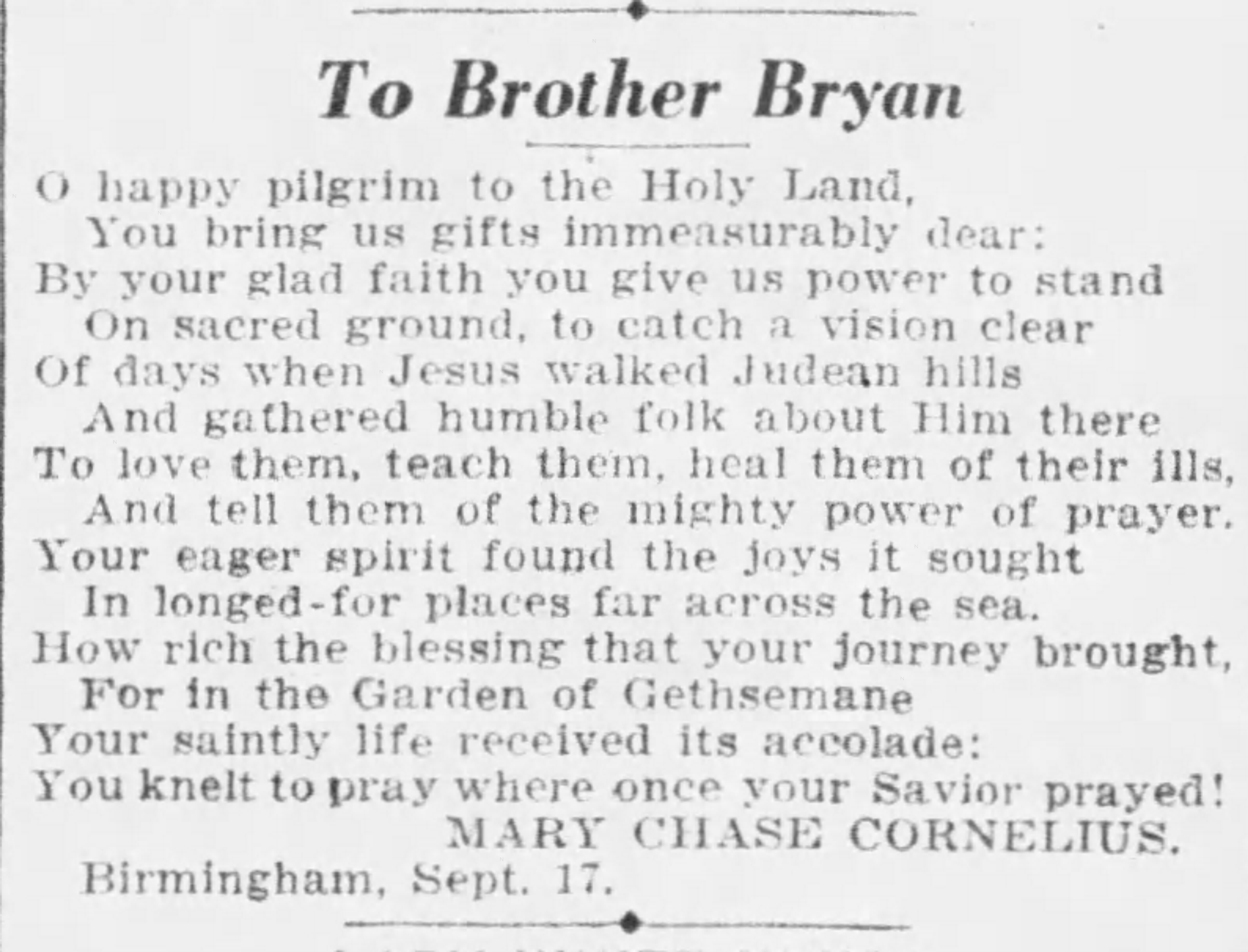A Poem To Brother Bryan from Birmingham News on 1927-09-23 – Brother ...