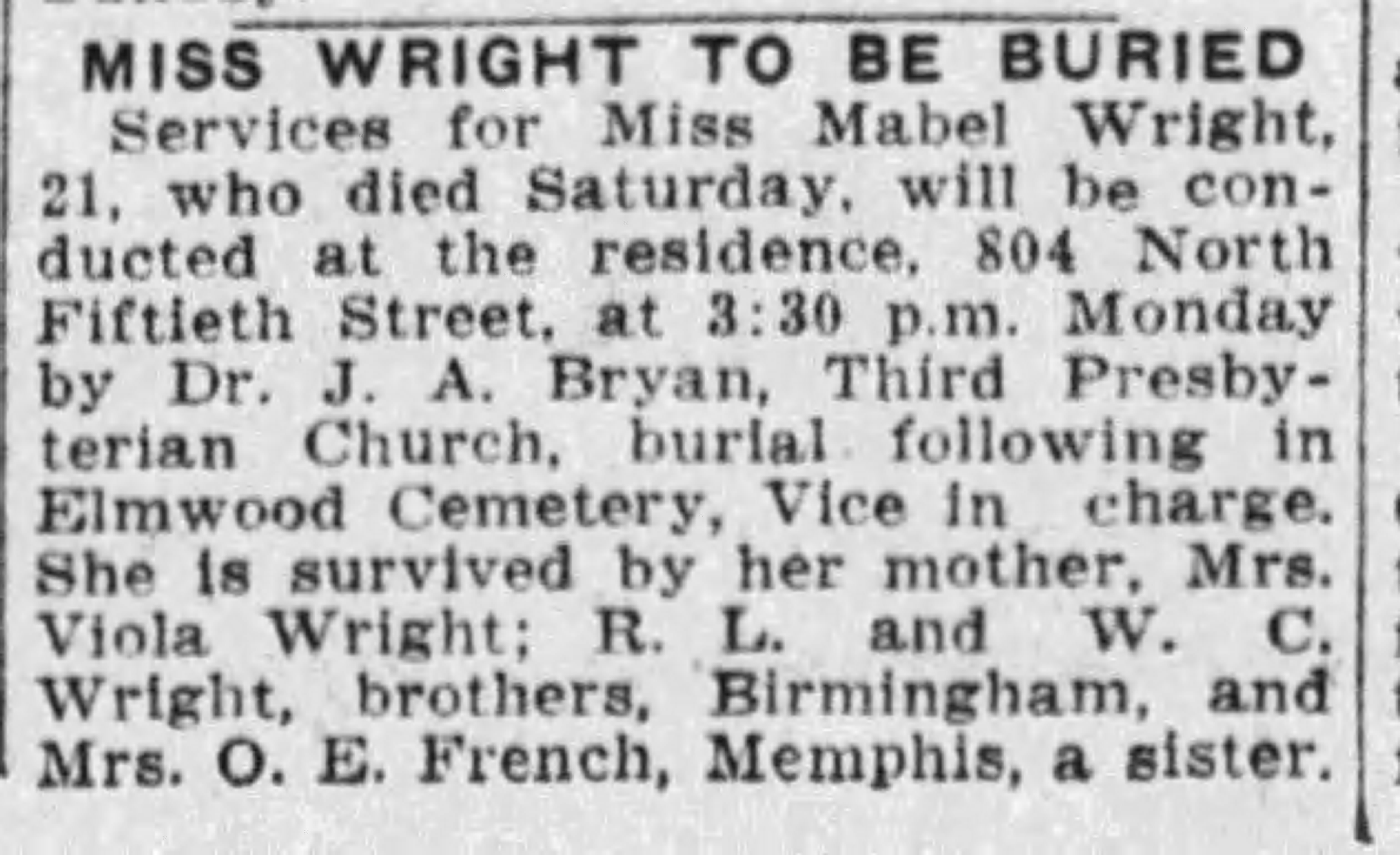 Mabel Wright | Birmingham News – Brother Bryan of Birmingham